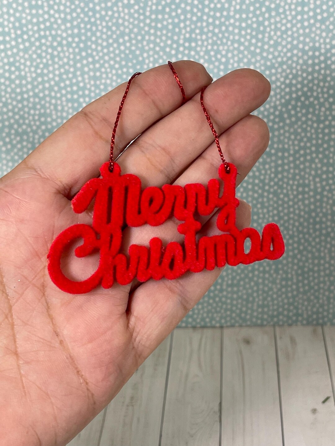 Flocked Miniature Merry Christmas Sign Ornament, Mini Christmas Tree ...