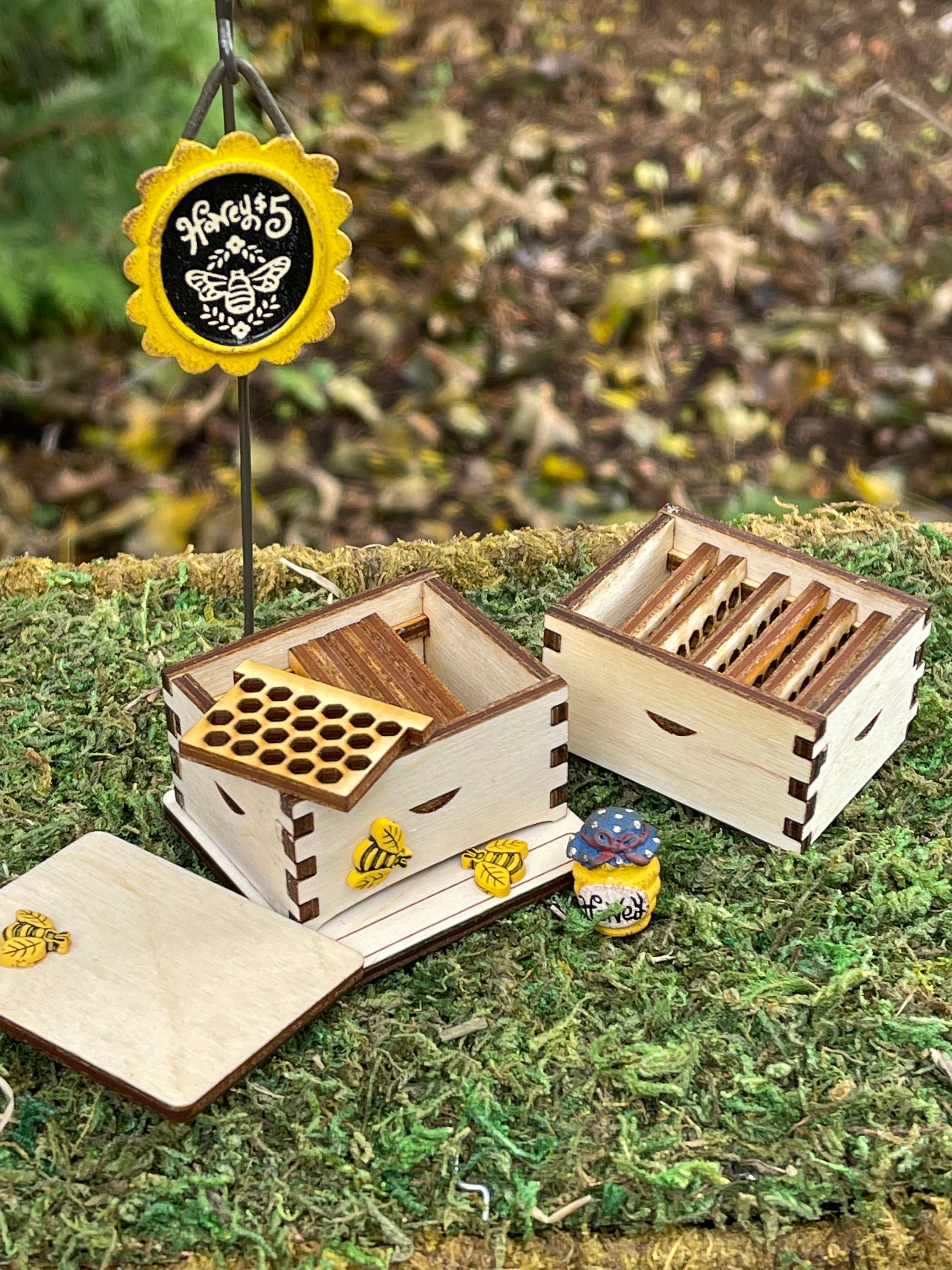 Miniature Bee Hive, Miniature Bees, Miniature Honey, Bee Keeper's Gift ...