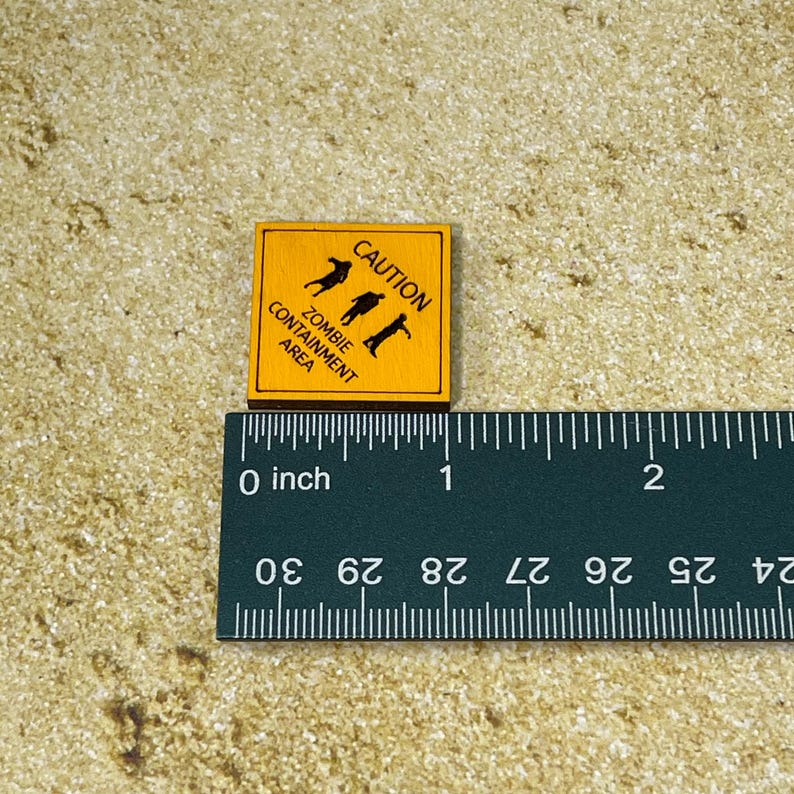 Miniature Zombie Sign, Caution Zombie Containment Area, Halloween ...