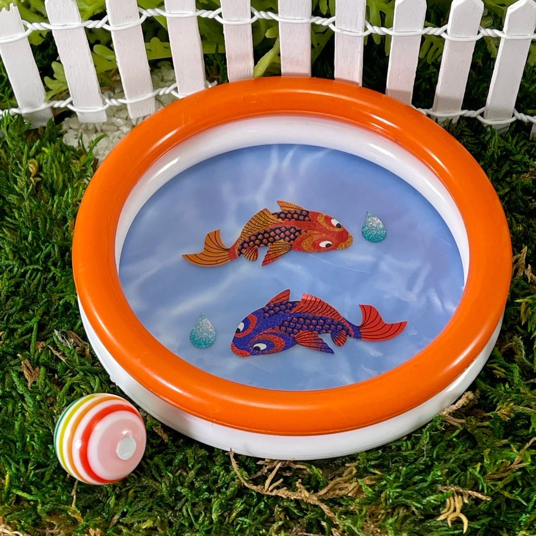 One Dollhouse Miniature Kiddie Pool, Miniature Beach Ball, Fairy Garden ...