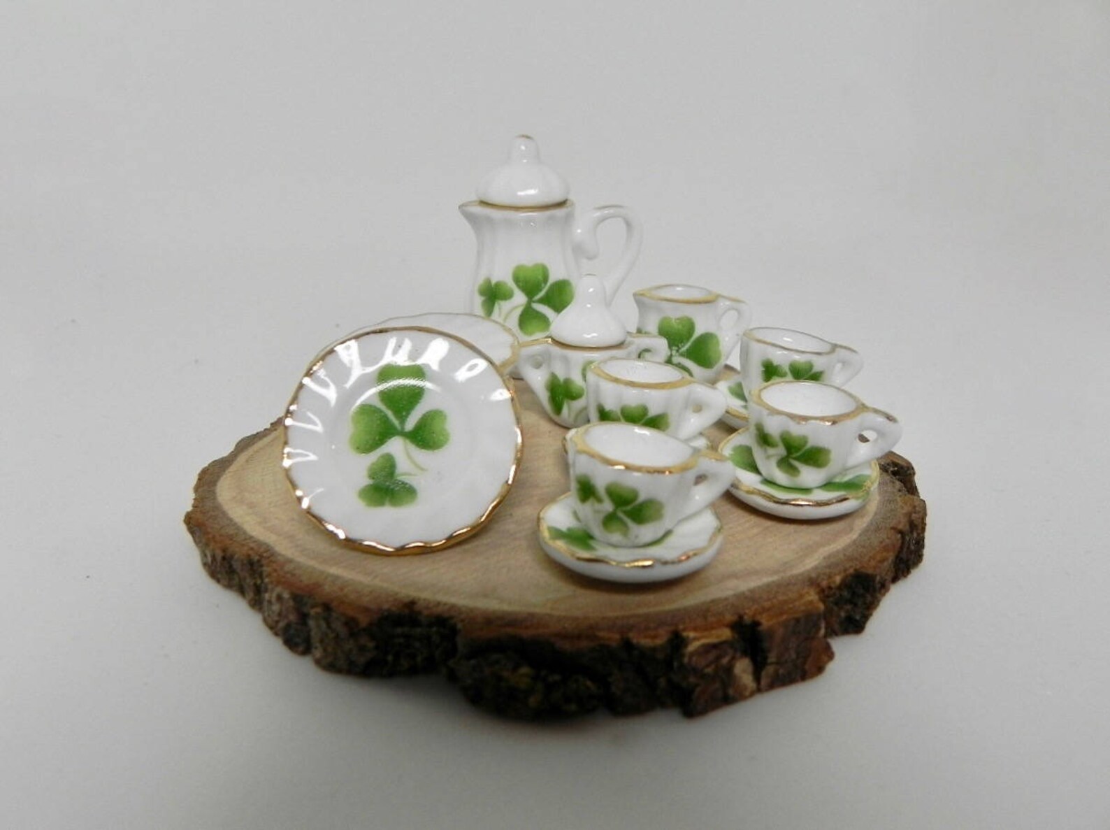 Miniature Shamrock Tea Set Mini Tea Cups St. Patrick's - Etsy