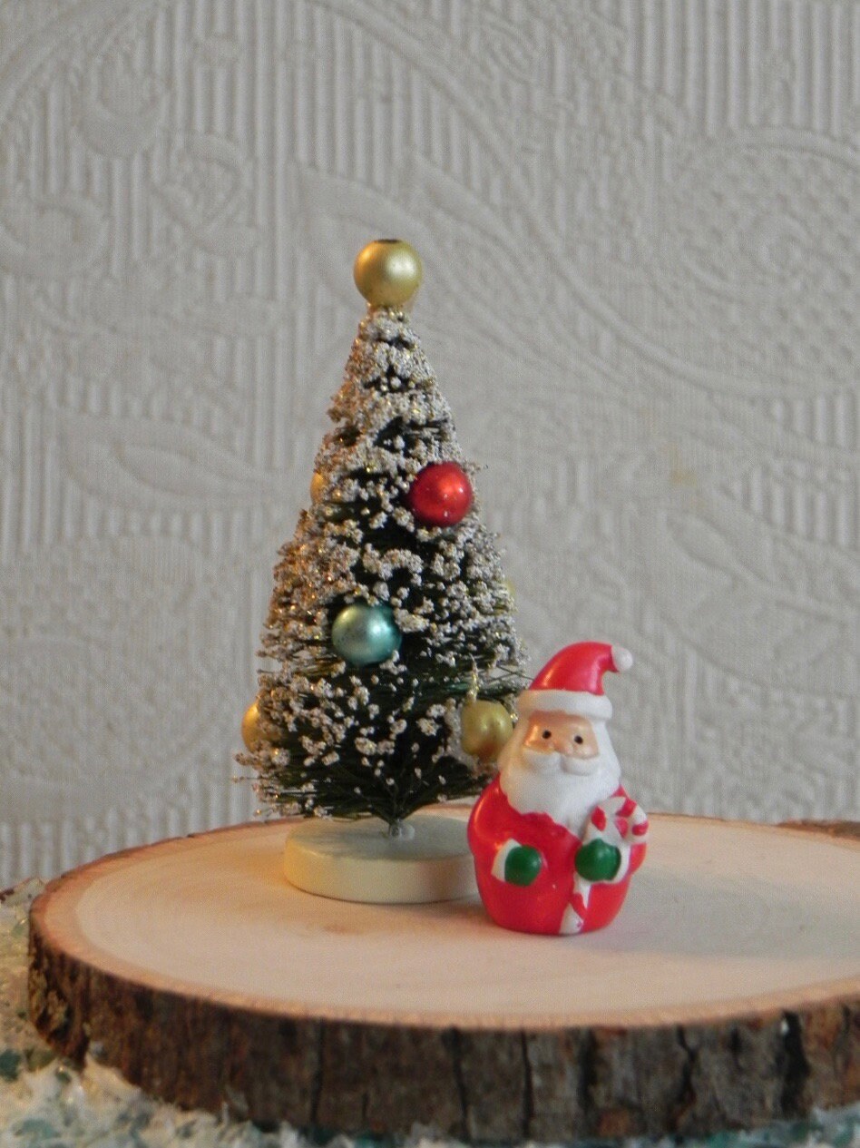 Miniature Christmas Tree tiny Santa vintage style fairy | Etsy