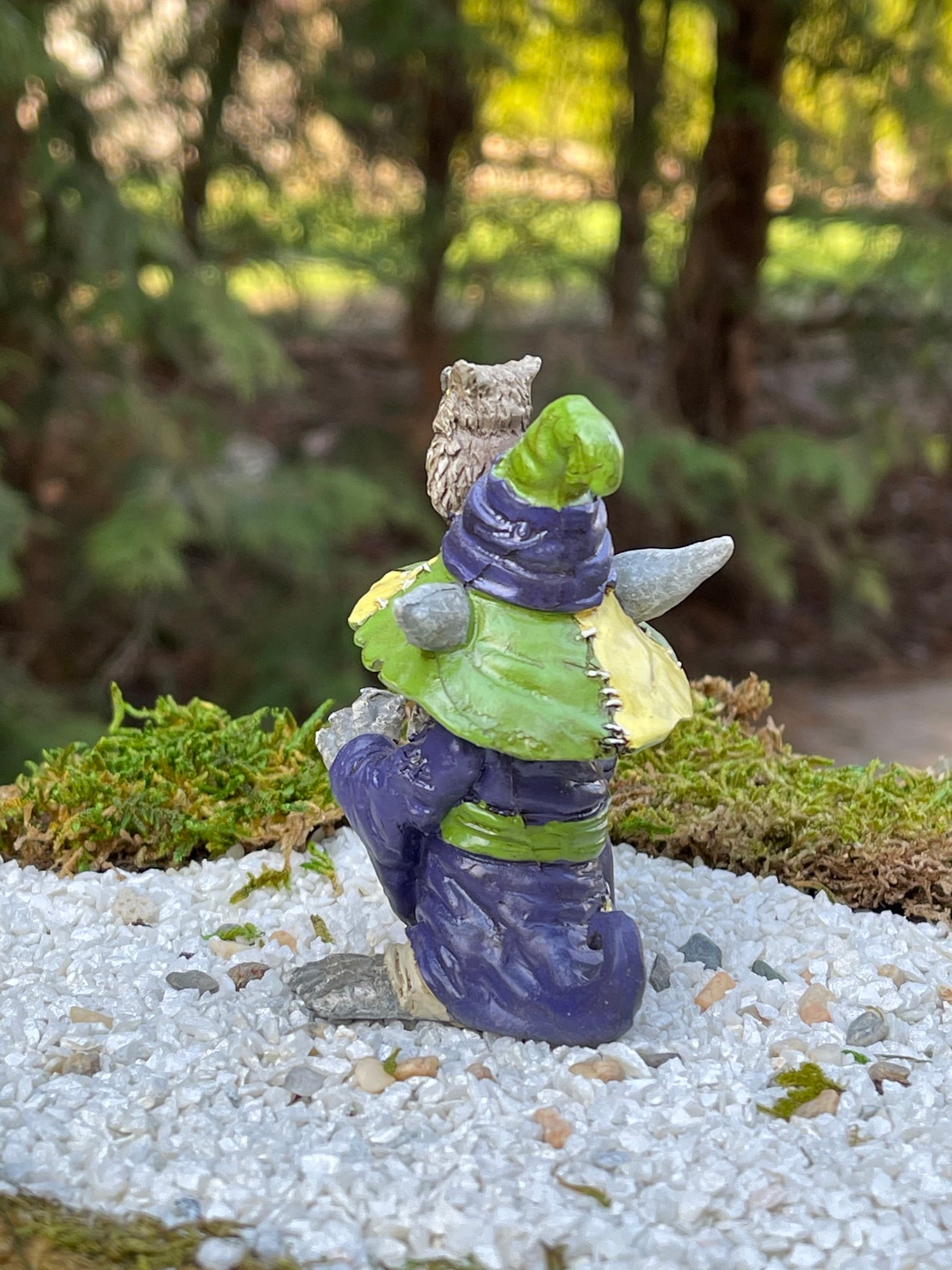 Miniature Wizard with Owl and Gazing Ball fairy garden | Etsy