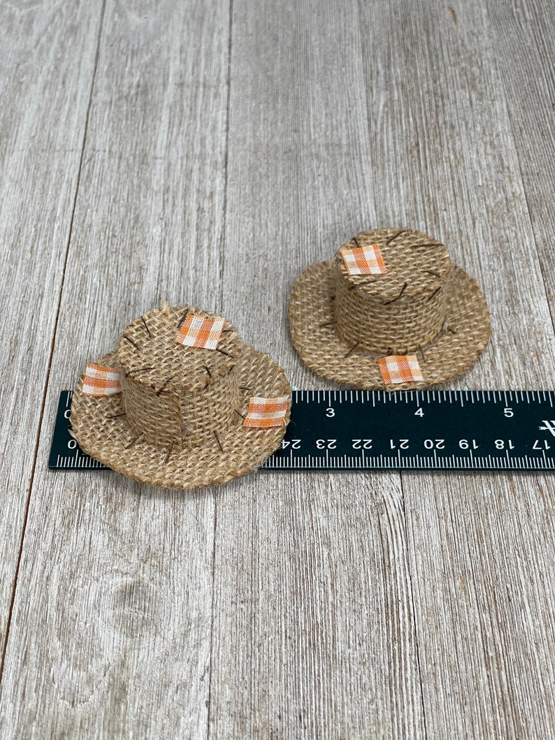 Miniature Scarecrow Hat, Burlap Hat, Doll Hat, Fall Miniatures, Tiered ...