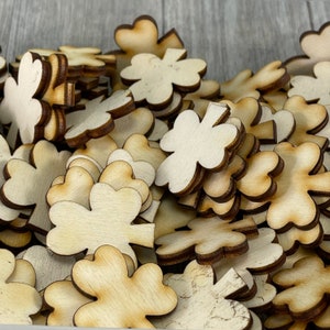 Miniature Shamrock Cutouts, Laser Cut Clover Shape, Natural Baltic ...