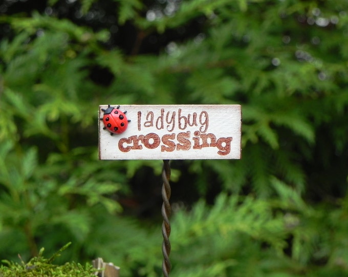 Fairy Garden Sign Miniature Ladybug Crossing - Etsy