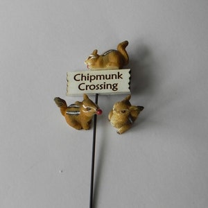 Miniature Chipmunks Figurine, Chipmunk Crossing Fairy Garden Sign ...