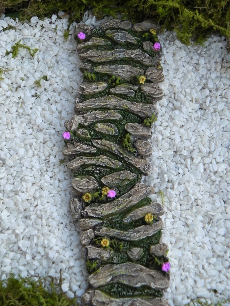 Fairy Garden Pathway Stone and Wood Look Flower Miniature | Etsy