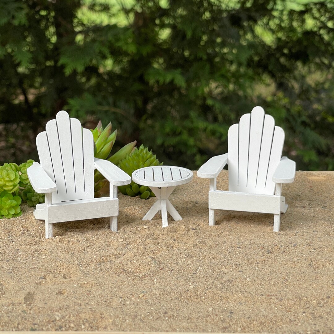 Miniature Adirondack Chair, Miniature Table, Wooden, Fairy Garden ...