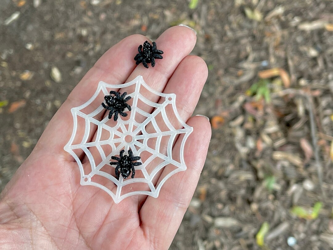 Miniature Glow in the Dark Spider Web, Miniature Rhinestone Spider ...
