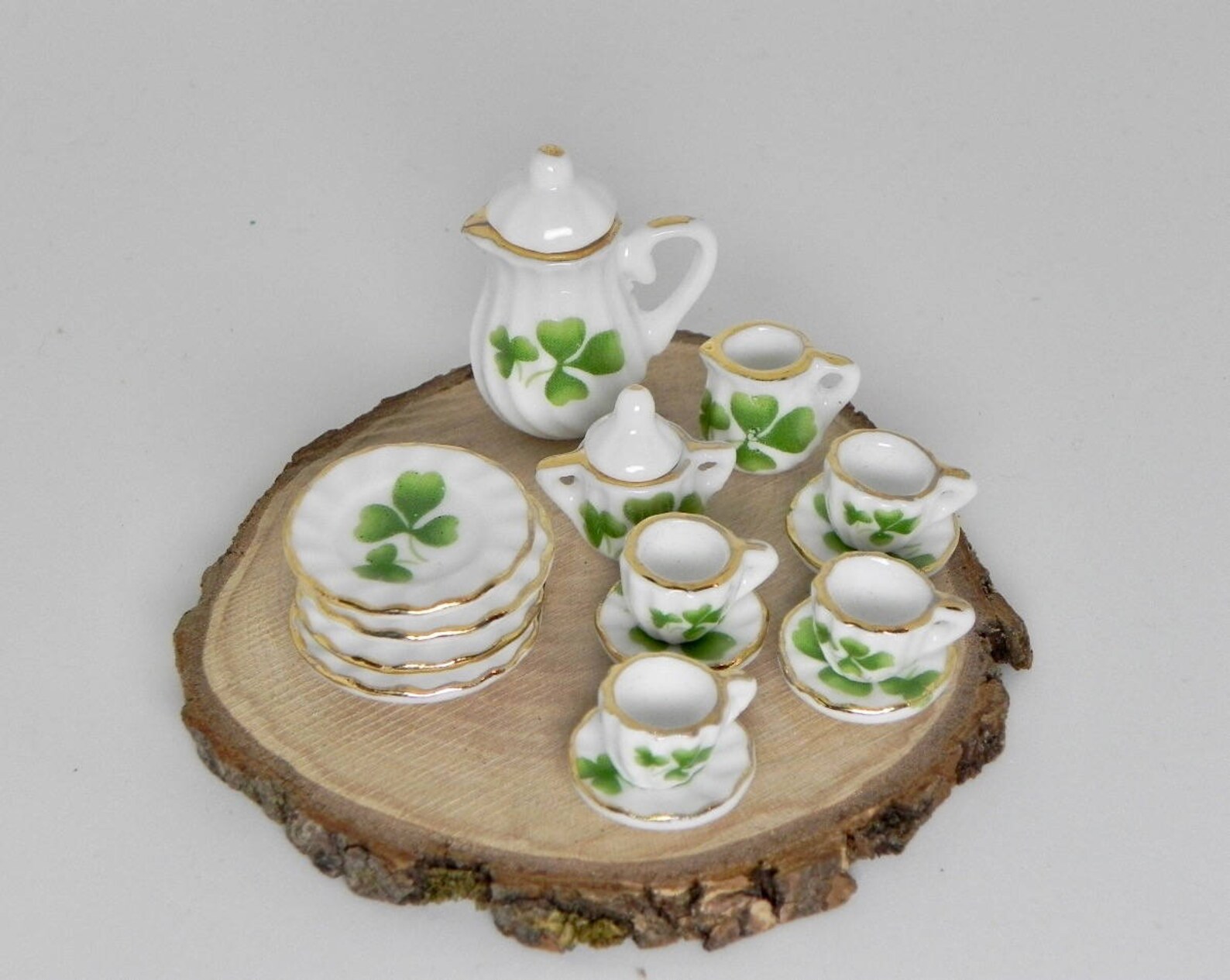 Miniature Shamrock Tea Set Mini Tea Cups St. Patrick's - Etsy