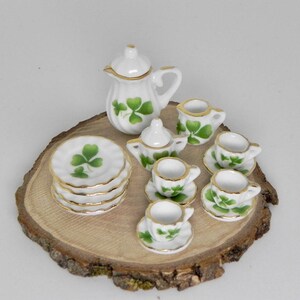 Miniature Shamrock Tea Set Mini Tea Cups St. Patrick's - Etsy
