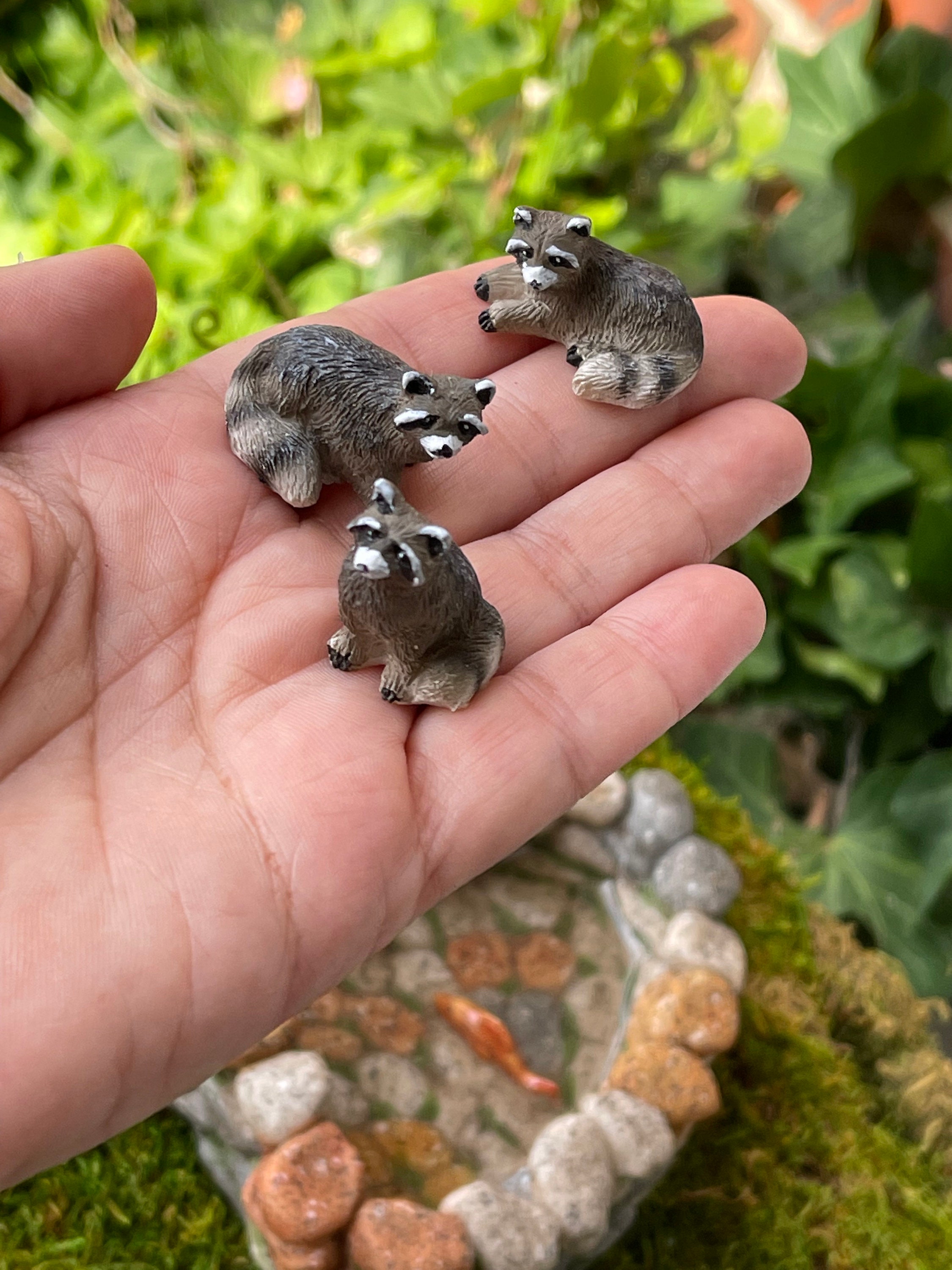 Miniature Raccoons SET of 3 miniature raccoon fairy garden | Etsy