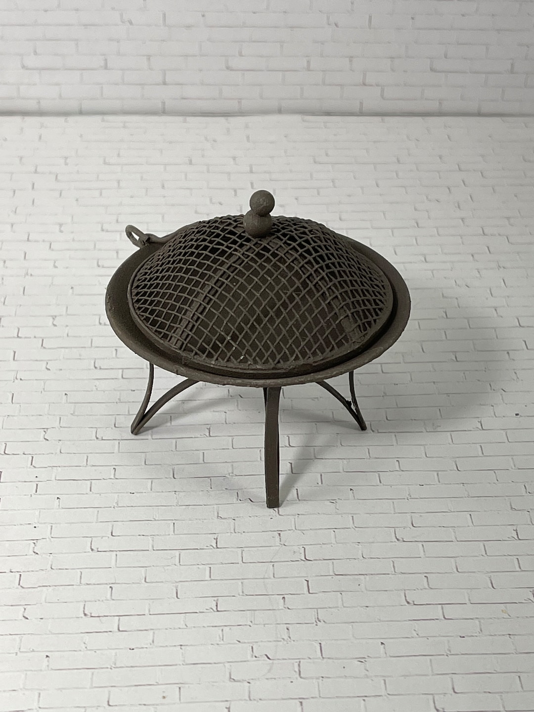Miniature Metal Fire Pit Firepit, Hinged Cover, Fairy Garden Accessory ...