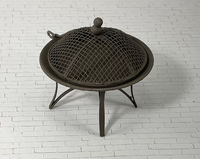 Miniature Metal Fire Pit Firepit, Hinged Cover, Fairy Garden Accessory ...