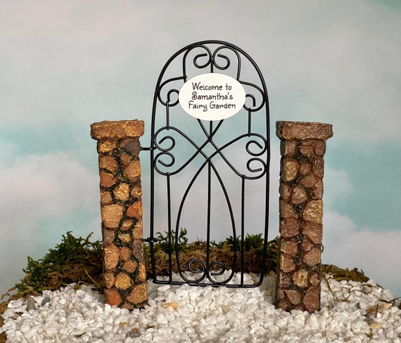 Personalized Miniature Fairy Garden Gate Pillared Gate Fairy | Etsy