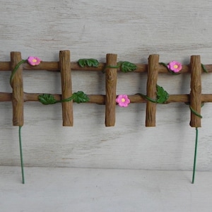 Fairy Garden Fence, Miniature Accessories, Pink Flower Fence, Miniature ...
