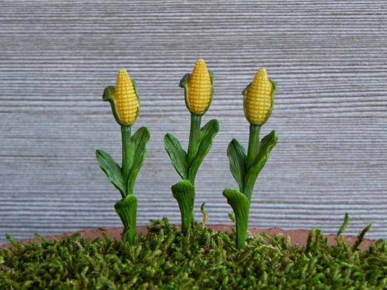 Miniature Corn Stalks, Set of 3, Fairy Garden Accessories, Fall ...