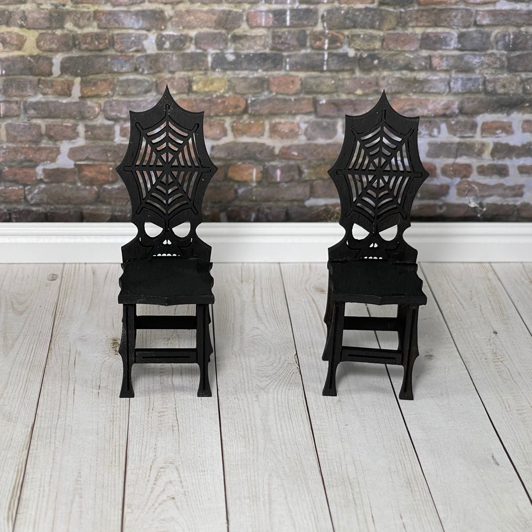 Miniature Halloween Spider Web Chair, Spooky Gothic Witch Haunted ...