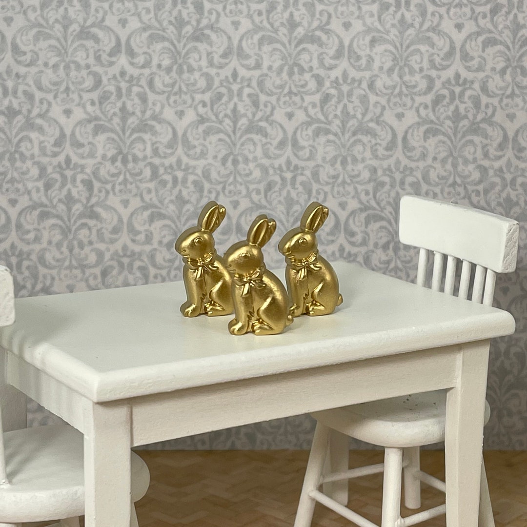 ONE Miniature Gold Faux Foil Easter Chocolate Bunny, Dollhouse ...