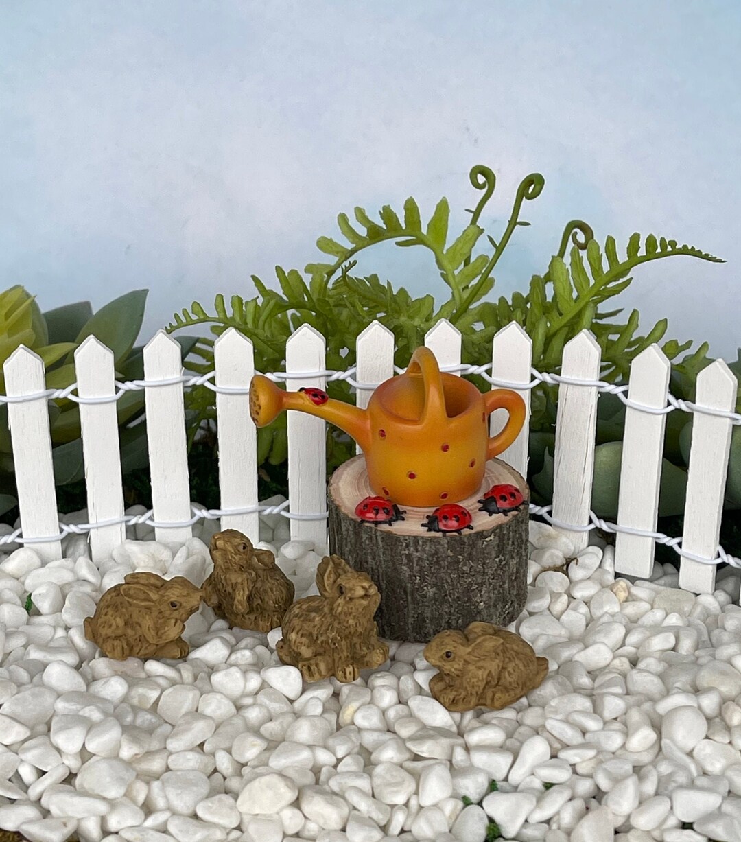 Miniature Fairy Garden Accessories, Watering Can, Ladybugs, Bunnies ...