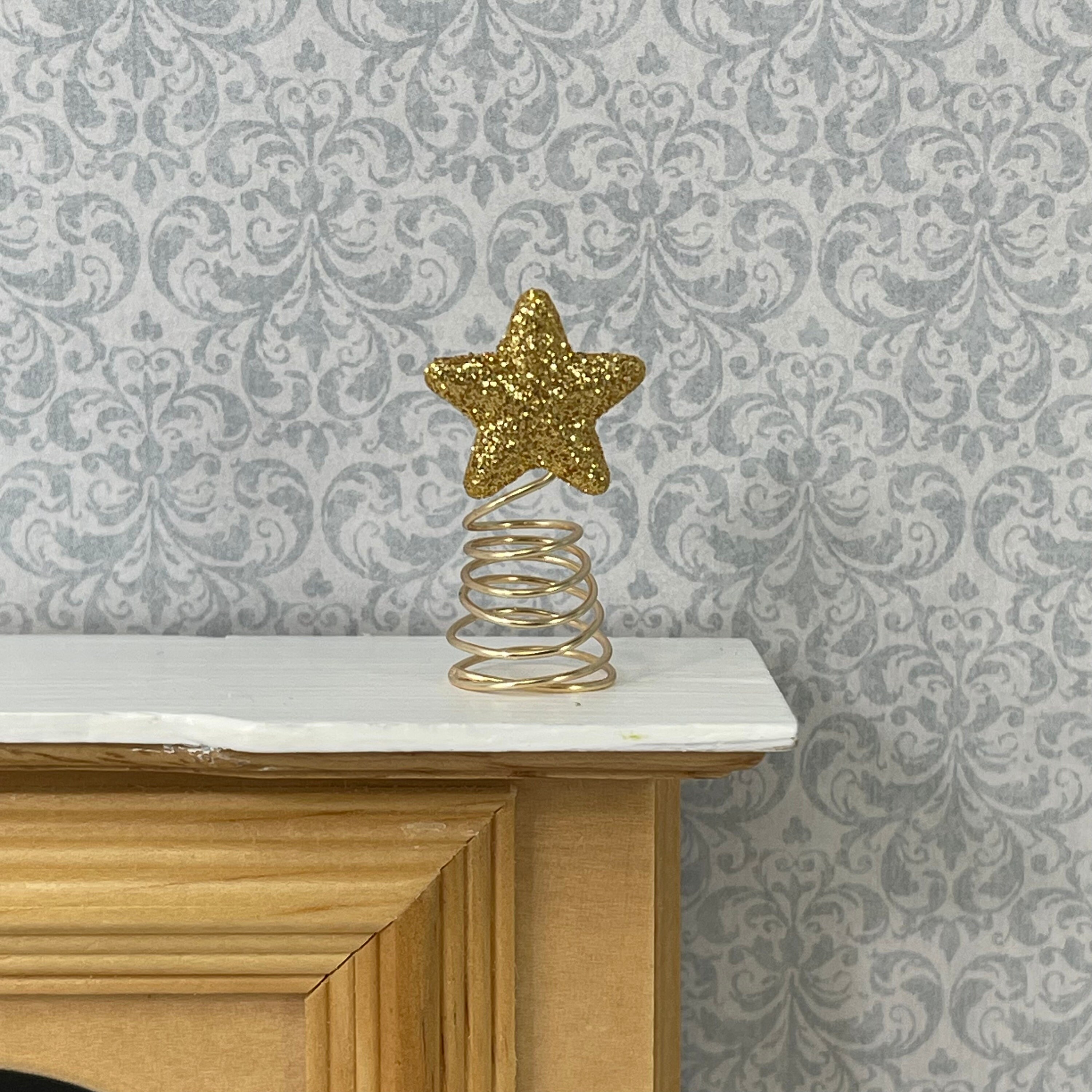Miniature Christmas Tree Topper, Gold Glitter Star Embellishment ...