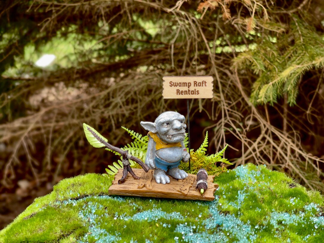 Miniature Swamp Raft, Miniature Troll, Miniature Sign, Fairy Garden ...