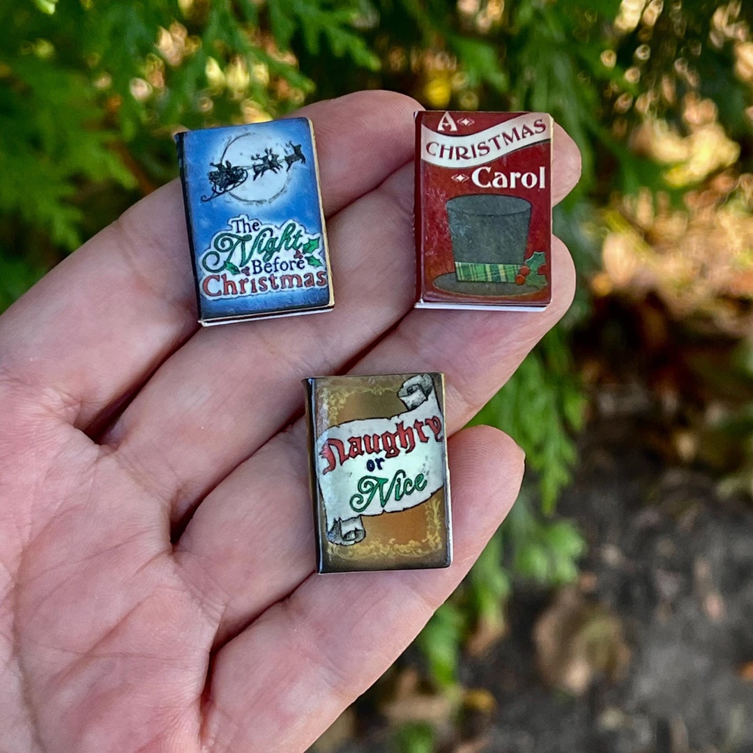 ONE Miniature Book Dollhouse Accessory, Christmas Mini, Library Decor ...