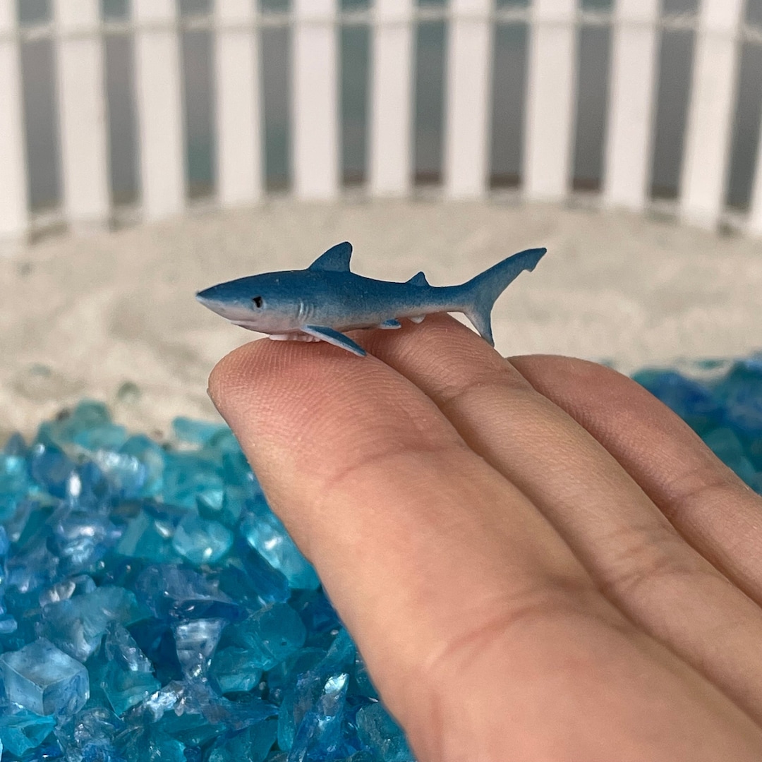 Miniature Blue Shark, Tiny Animals, Beach Garden Supplies, Terrarium, Soft Plastic Figurine ...