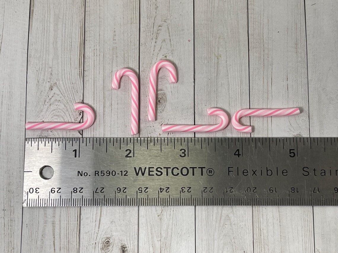 Miniature Pink Candy Canes, Mini Embellishments, Fake Cane Non-edible ...