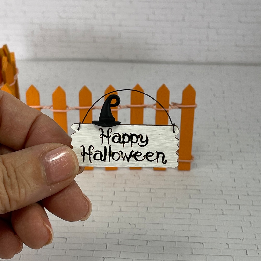 Miniature Halloween Sign, Happy Halloween Witch Hat, Fairy Garden Sign ...