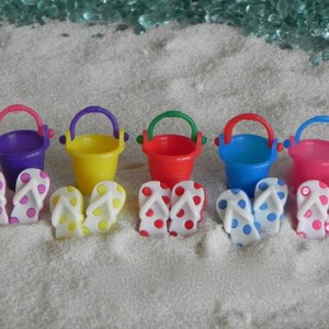 Miniature Beach Bucket Assorted Colors, Mini Flip Flops, Flip Flop Sold ...