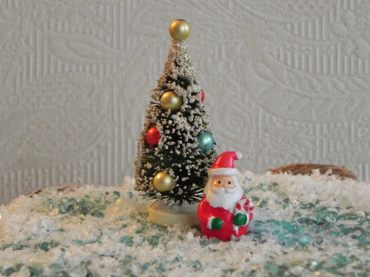 Miniature Christmas Tree tiny Santa vintage style fairy | Etsy