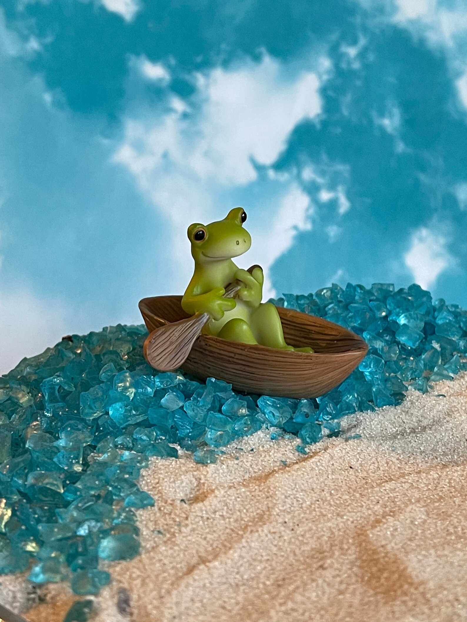 Fairy Garden Accessories Miniature Frog Rowing a Boat - Etsy