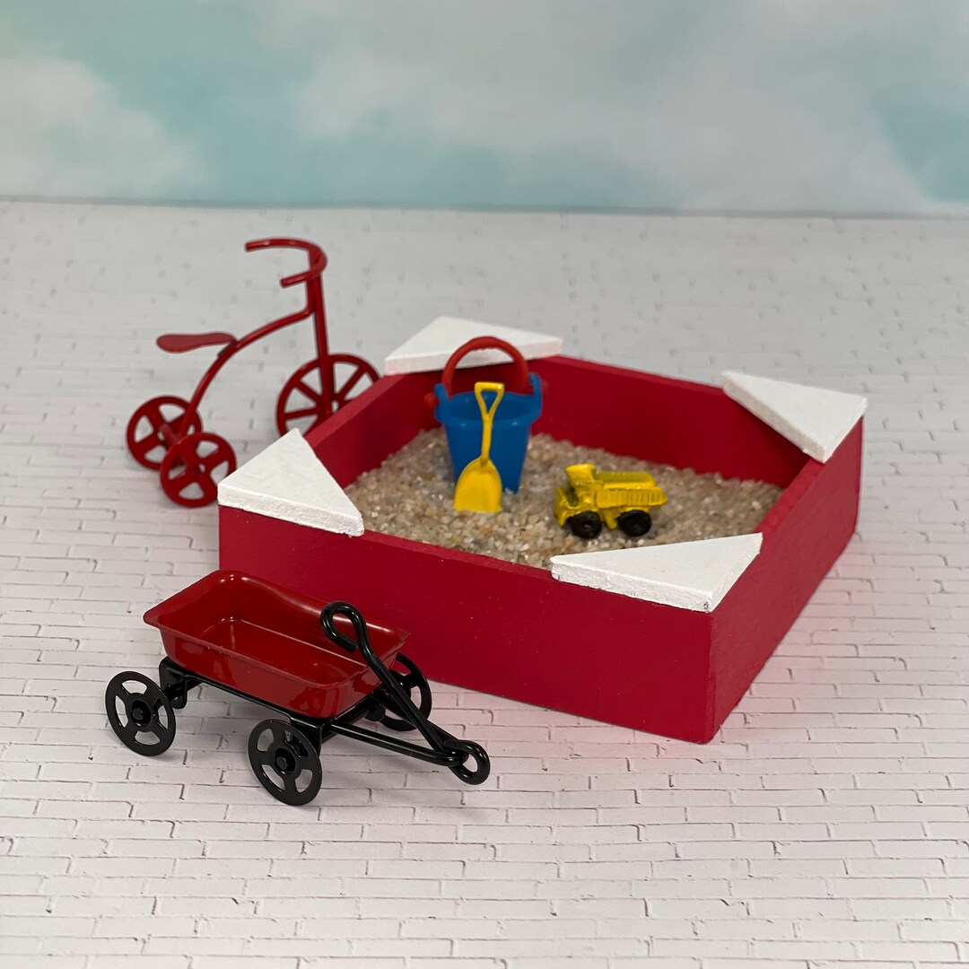 Miniature Sandbox, Dollhouse Miniature Dump Truck, Miniature Bucket ...