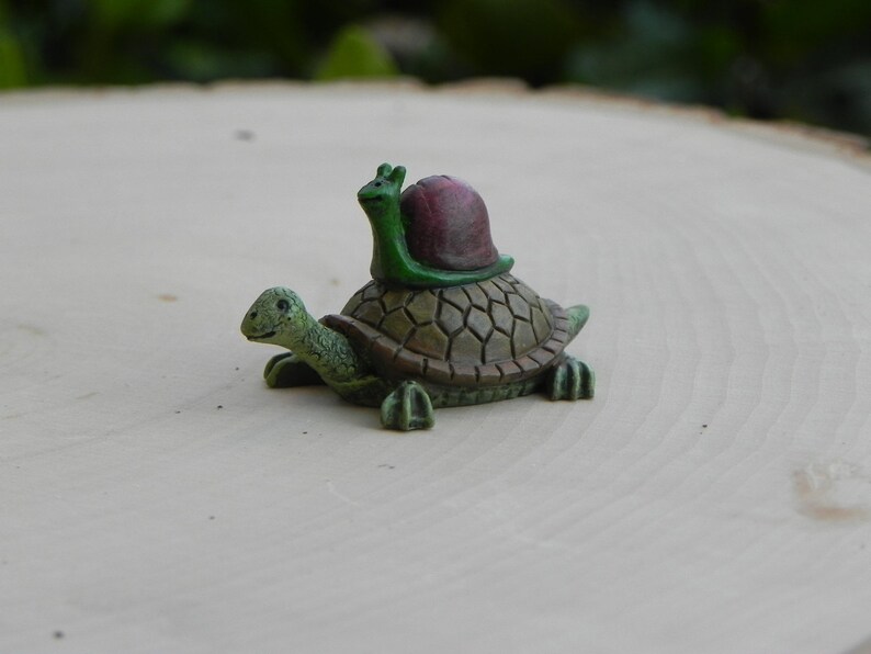 Fairy Garden Turtle and Snail along for the ride miniature | Etsy