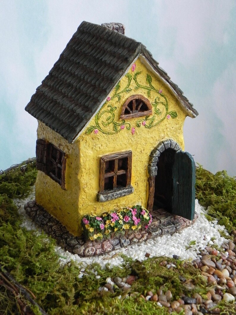 Fairy Cottage House Accessories Miniature Resin Yellow - Etsy