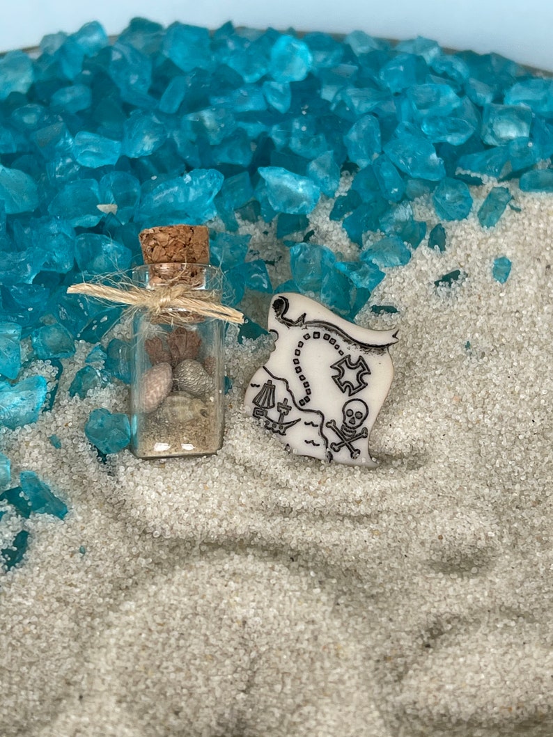 Miniature Treasure Map Miniature Bottle Shells Pirate - Etsy