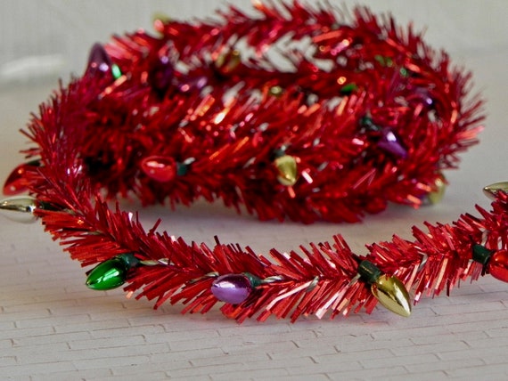 Miniature Christmas Garland Red Tinsel Wired Roping With - Etsy