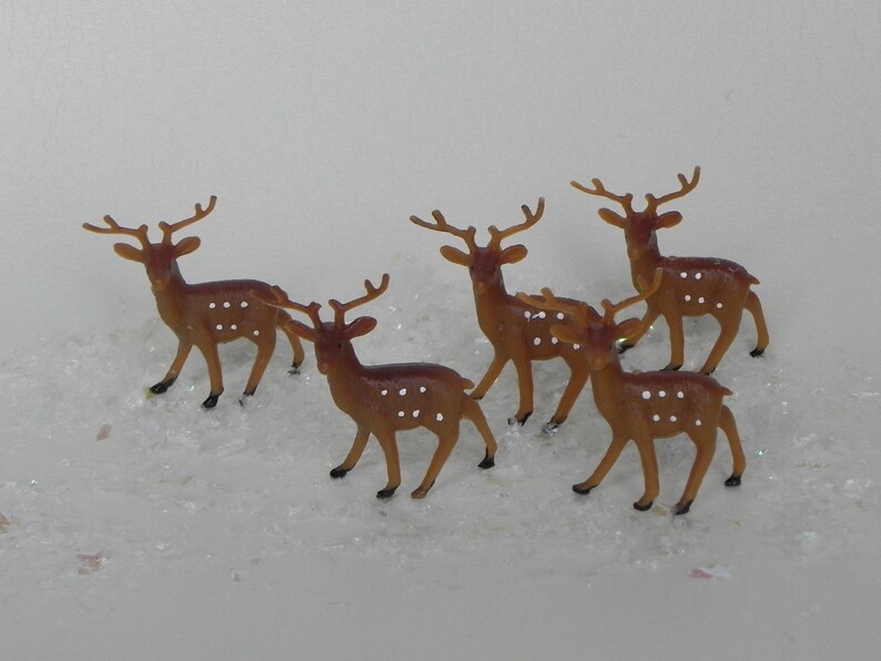 Miniature Deer Reindeer Plastic Deer Figurines Christmas | Etsy