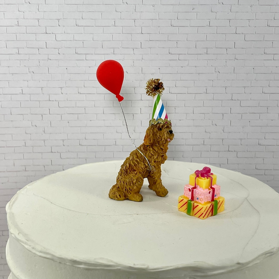 Miniature Birthday Labradoodle Dog Fairy Garden Accessory Birthday Cake ...
