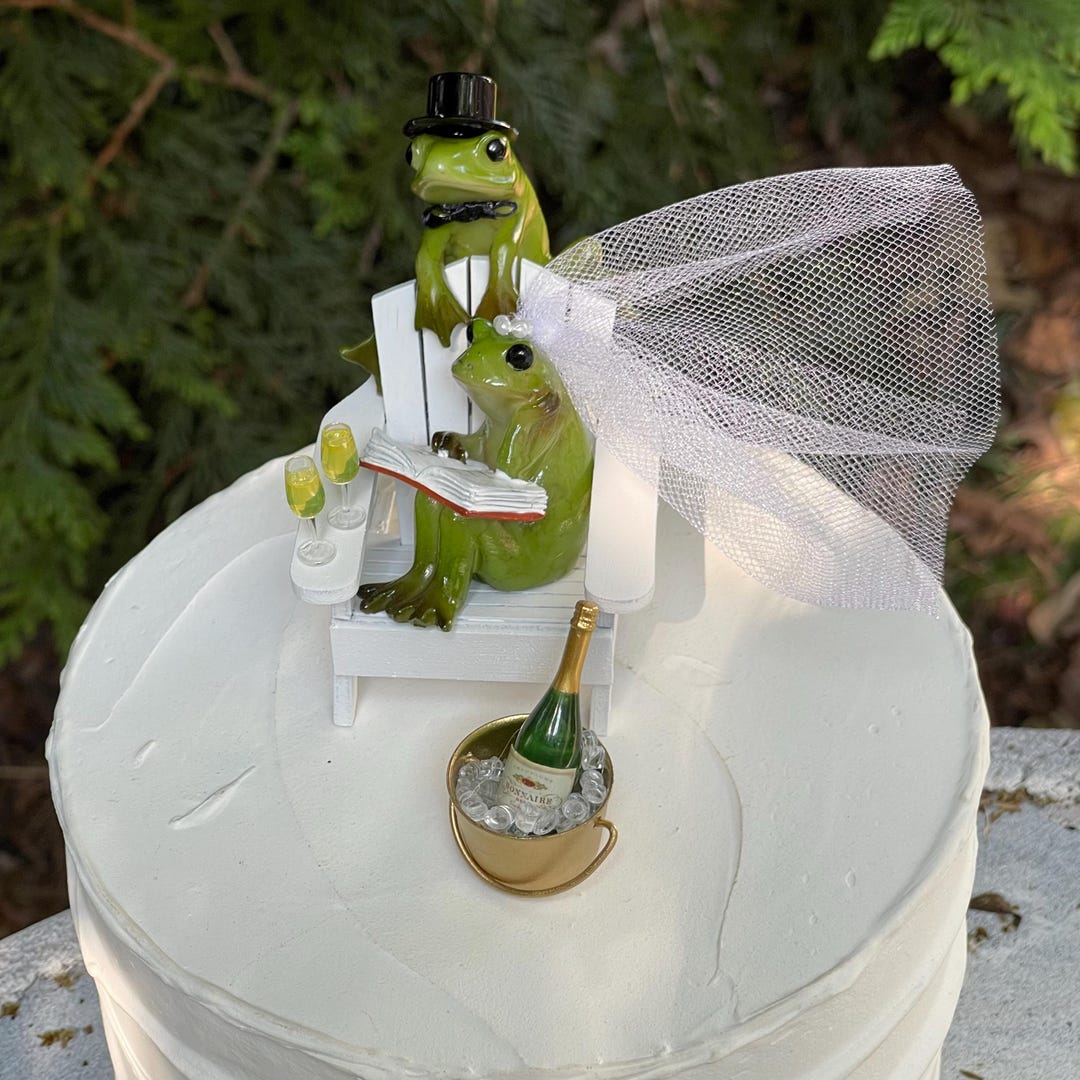 Miniature Frog Wedding Cake Topper, Mr & Mrs Bride Groom, Anniversary ...