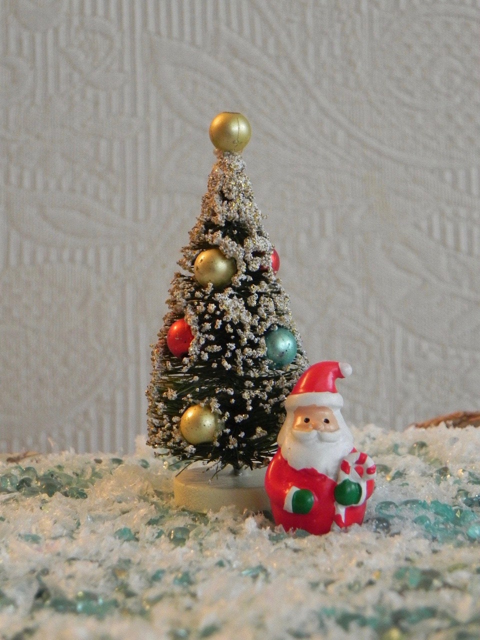 Miniature Christmas Tree tiny Santa vintage style fairy | Etsy