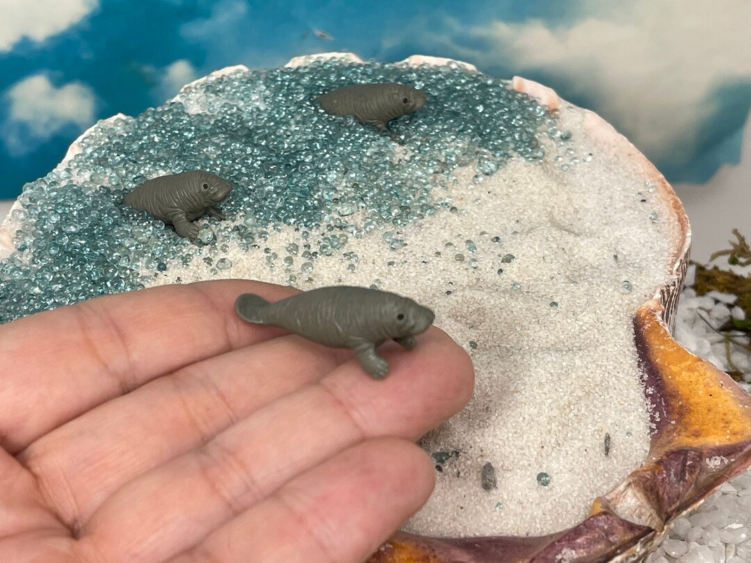 Miniature Manatee, Tiny Figurine, Sea Cow, Beach Garden Supplies ...