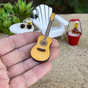 Miniature Acoustic Guitar Dollhouse Minis, Fairy Garden Accessory ...