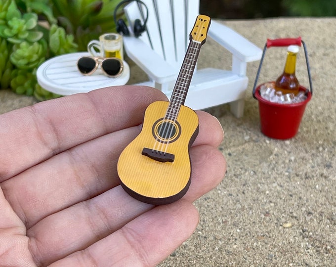 Miniature Acoustic Guitar Dollhouse Minis, Fairy Garden Accessory ...