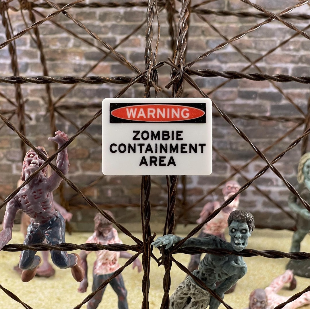 Miniature Zombie Containment Area Warning Sign, Zombies Haunted House ...