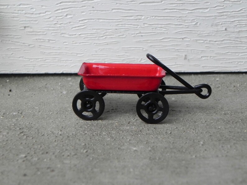 Miniature Little Red Wagon, Fairy Garden Accessories, Terrarium, Metal ...