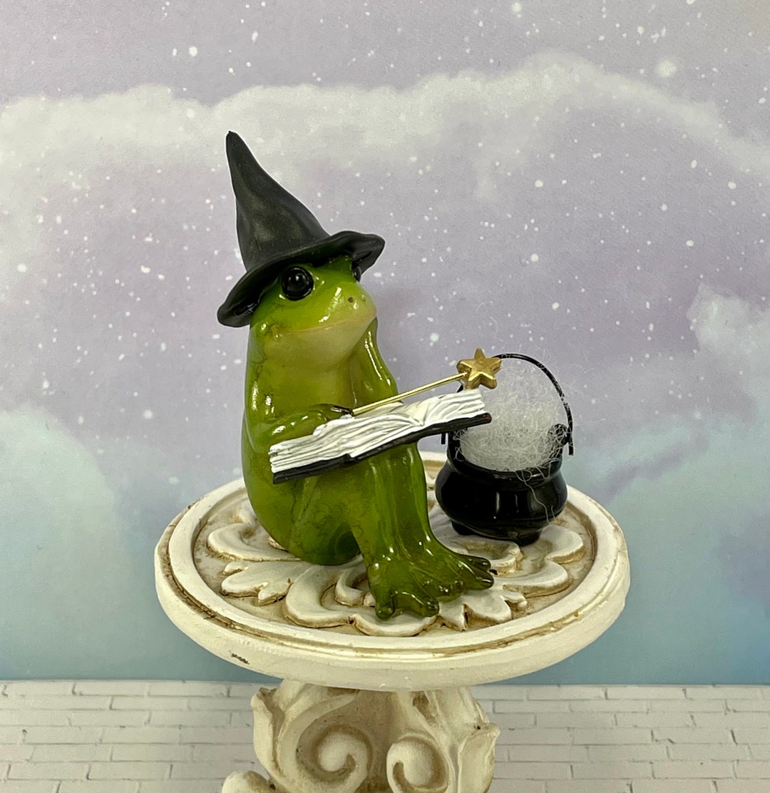 Miniature Frog Witch Hat Book of Spells Wand Halloween Minis, Cauldron ...