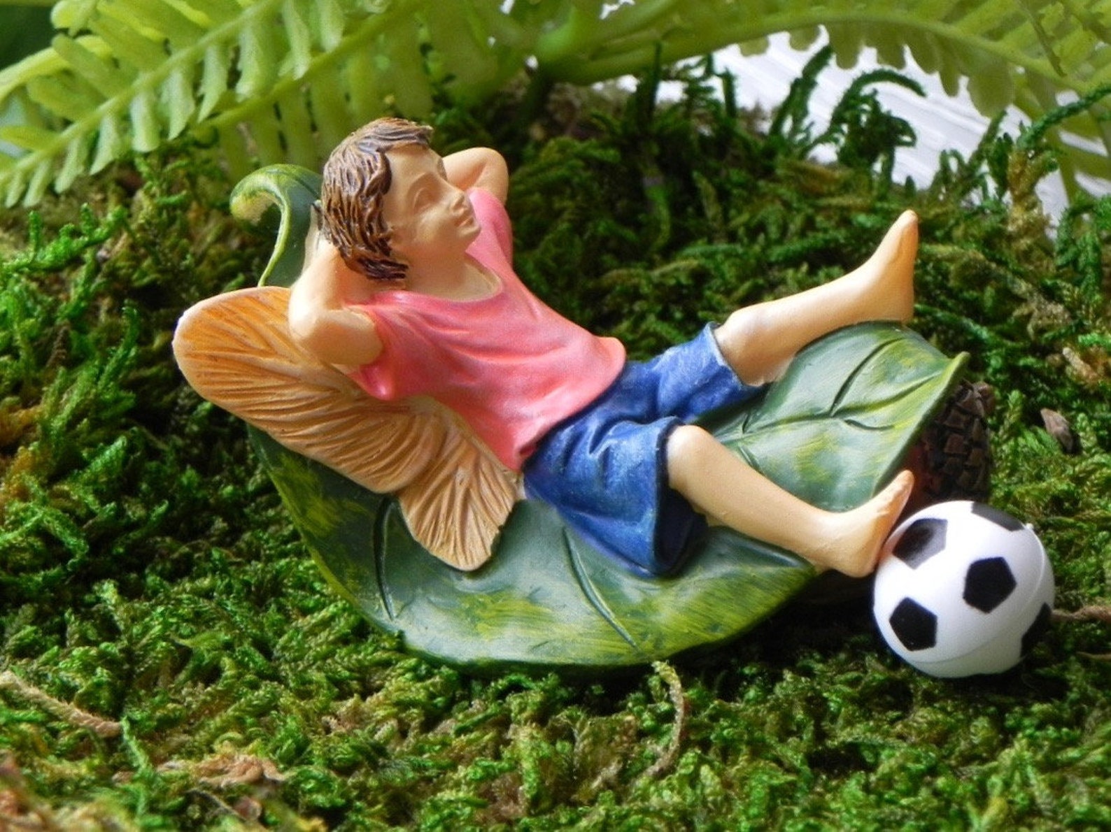 Boy Fairy Sleeping, Miniature Soccer Ball, Miniature Boy Fairy, Lazy ...